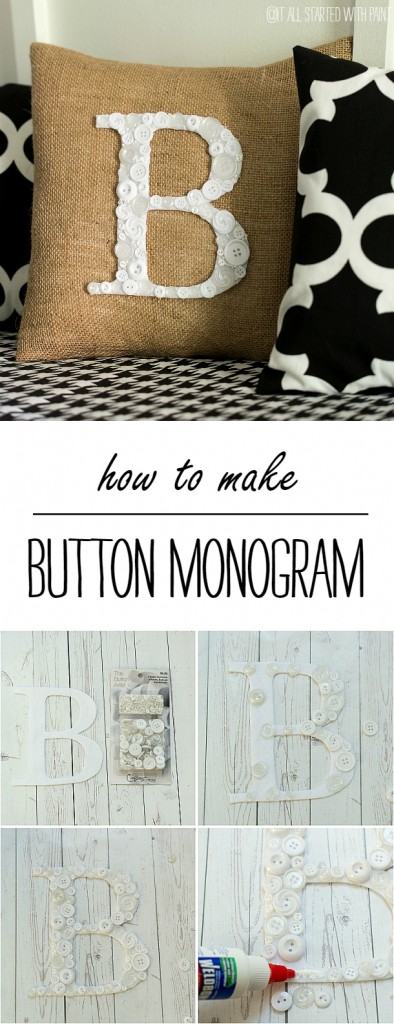 Button Monogram Pillow - It All Started With Paint