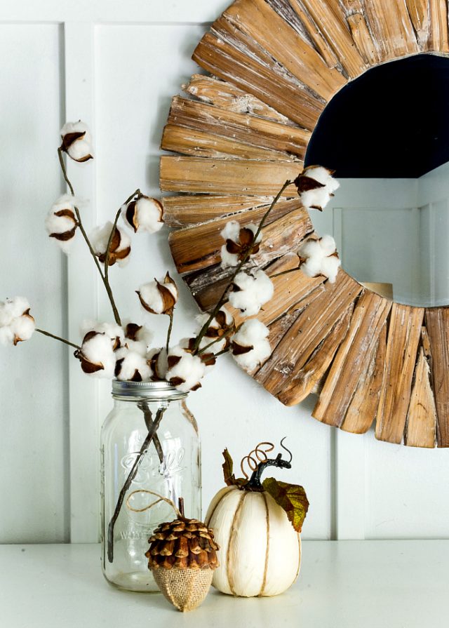 Fall Mantel With Cotton Stems - It All Started With Paint