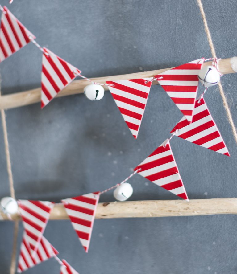 Candy Cane Christmas Bunting with Duck Tape - It All Started With Paint