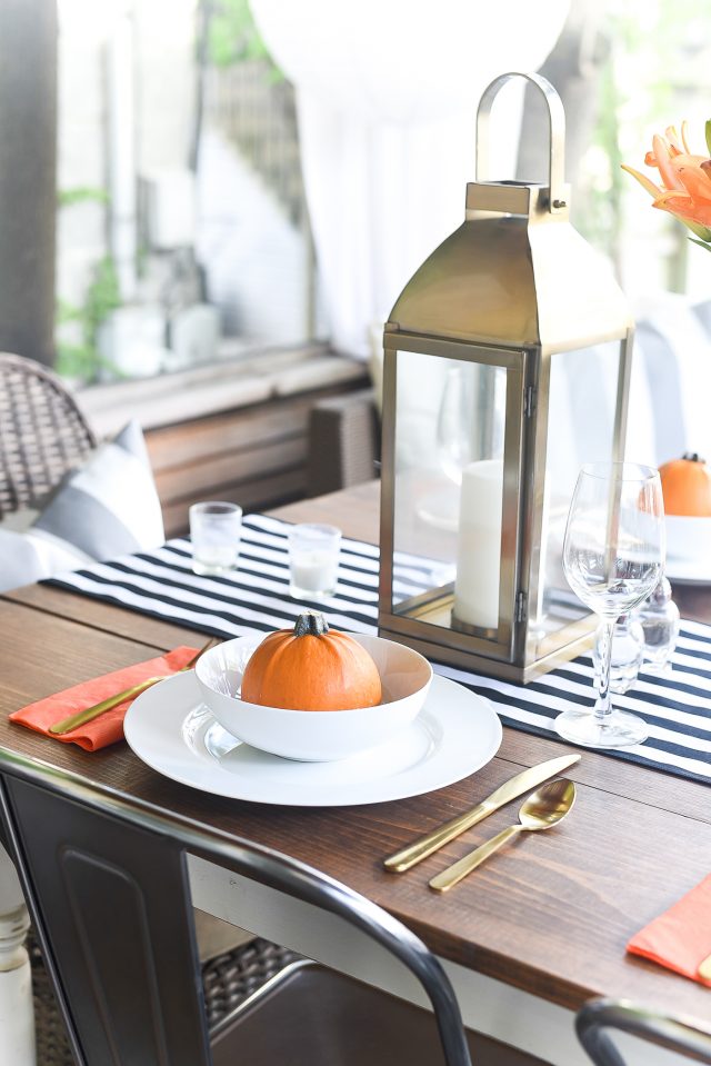 Fall Table Setting in Orange, Black & White - It All Started With Paint