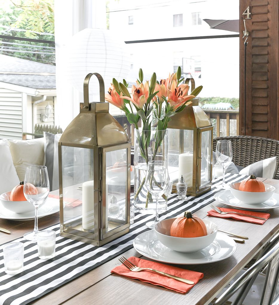 Fall Table Setting in Orange, Black & White - It All Started With Paint
