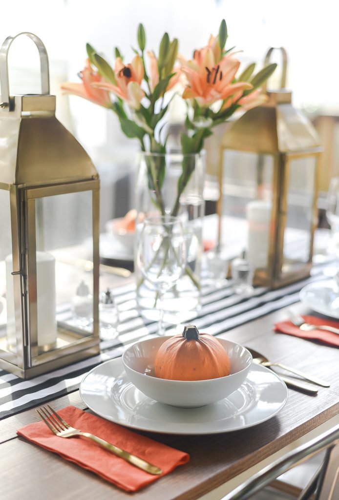Fall Table Setting in Orange, Black & White - It All Started With Paint