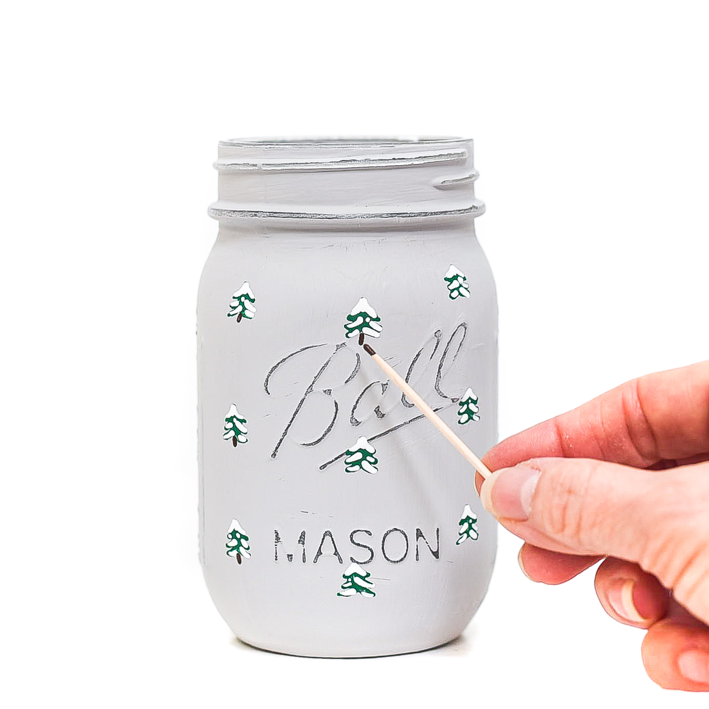 Painted Snowy Tree Mason Jar - It All Started With Paint