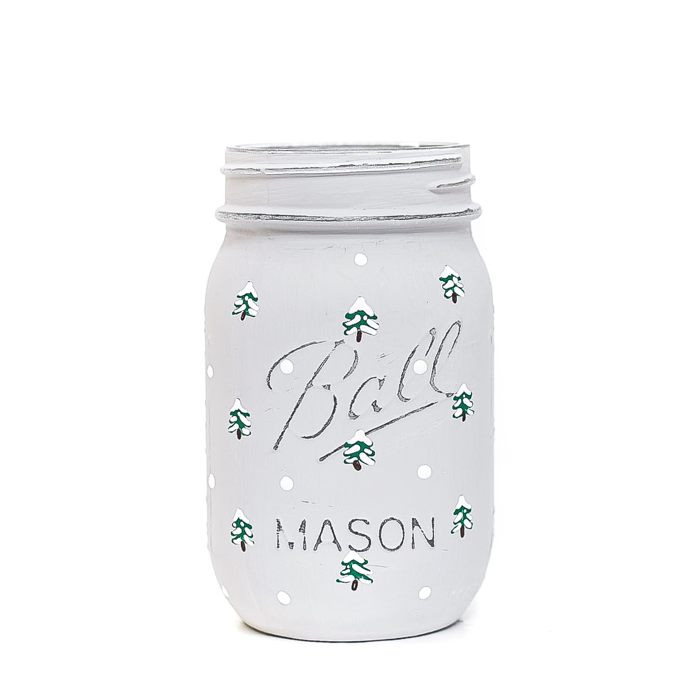 Painted Snowy Tree Mason Jar - It All Started With Paint