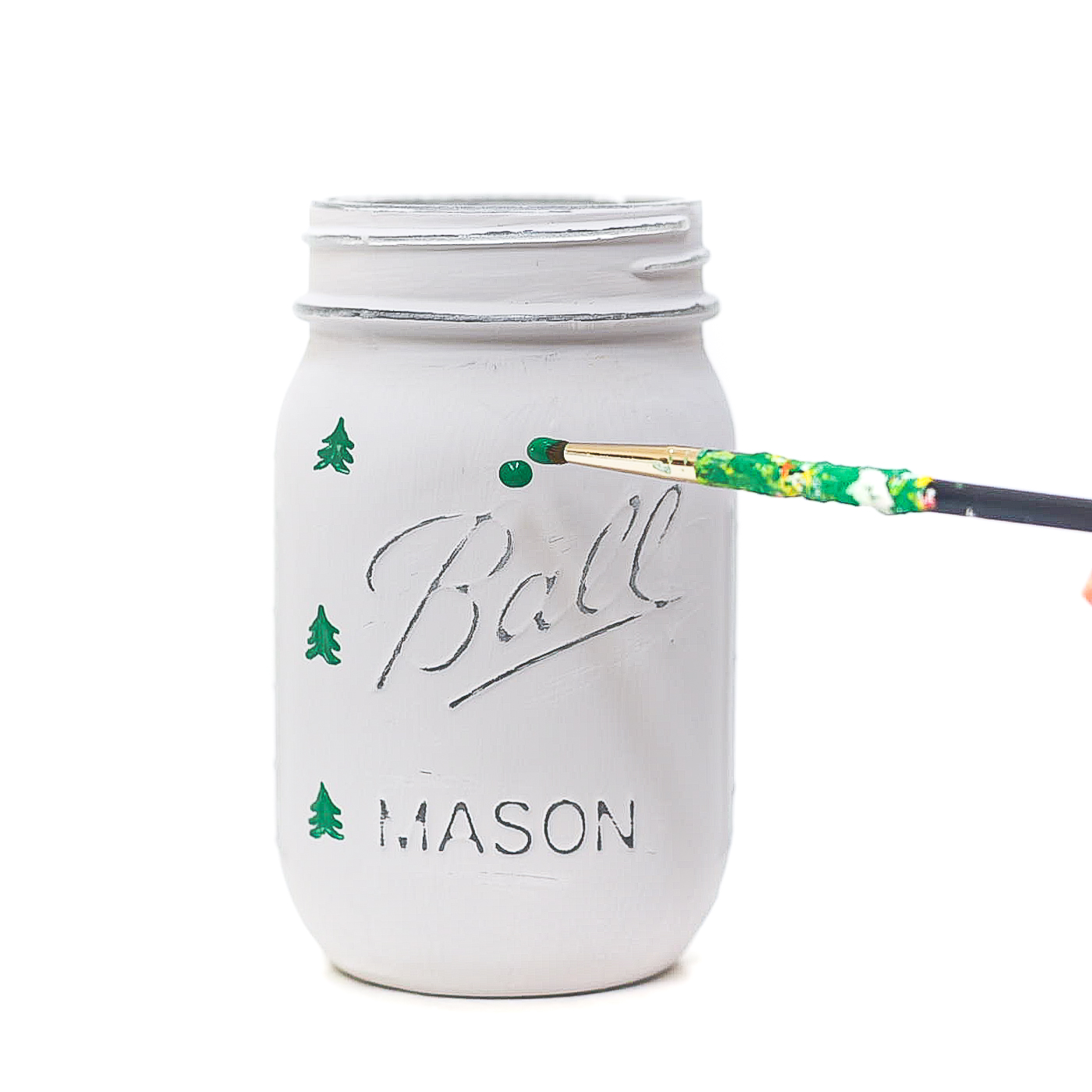 Painted Snowy Tree Mason Jar - It All Started With Paint