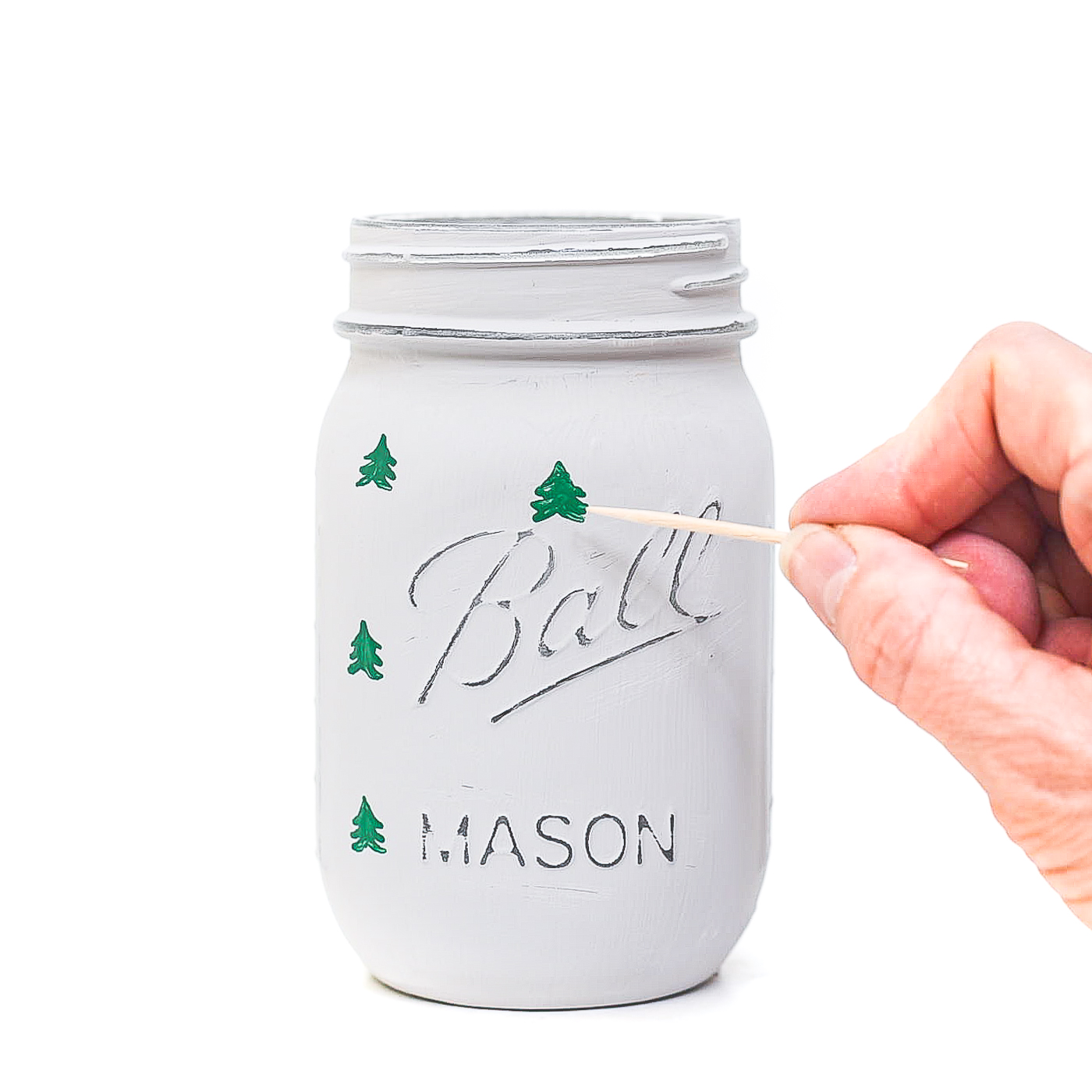 Painted Snowy Tree Mason Jar - It All Started With Paint