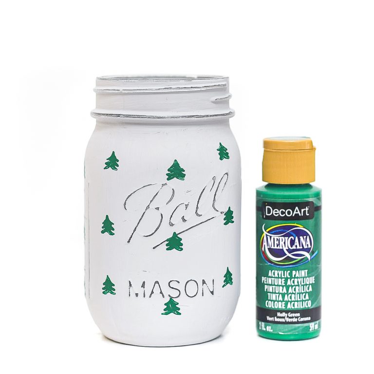 Painted Snowy Tree Mason Jar - It All Started With Paint