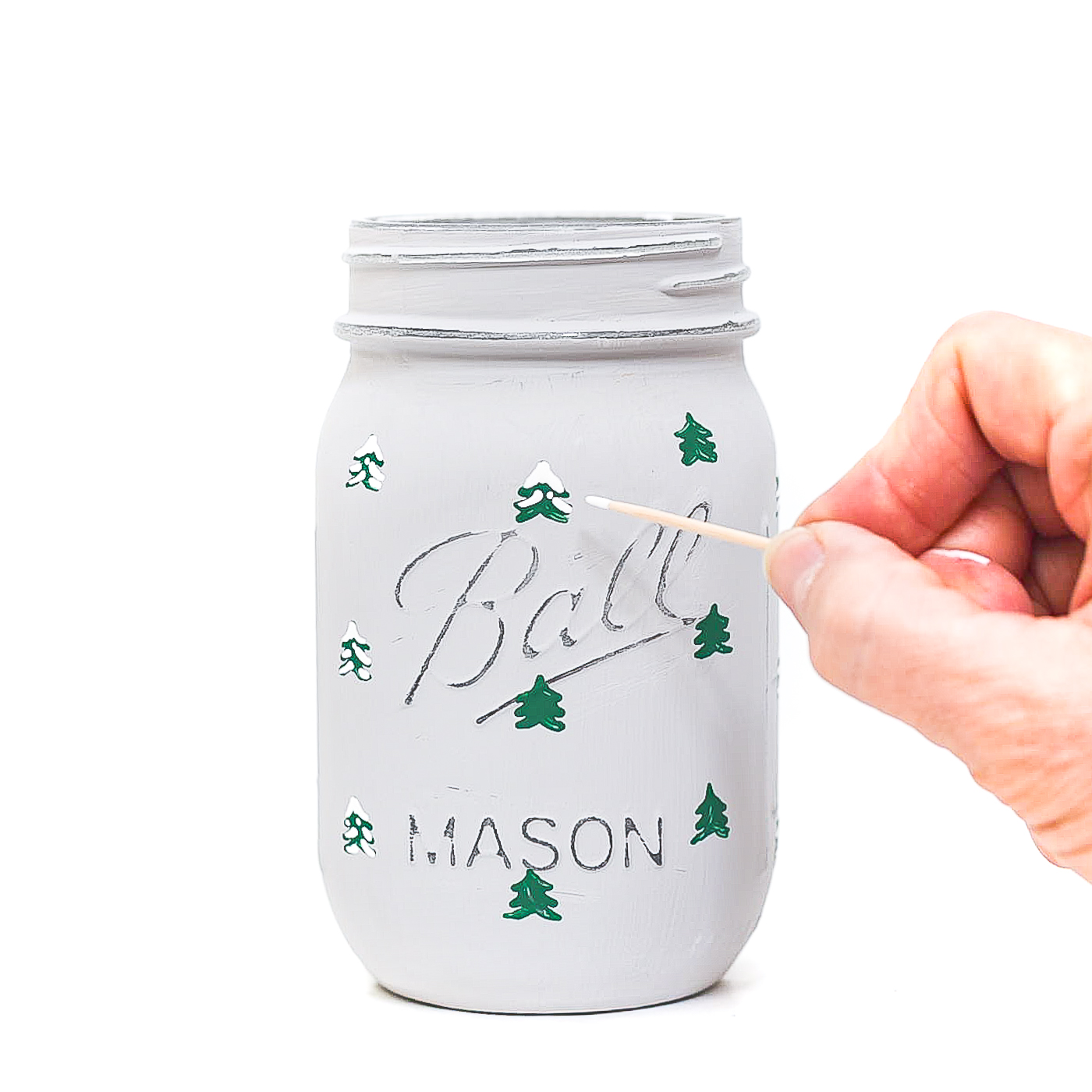 Painted Snowy Tree Mason Jar - It All Started With Paint