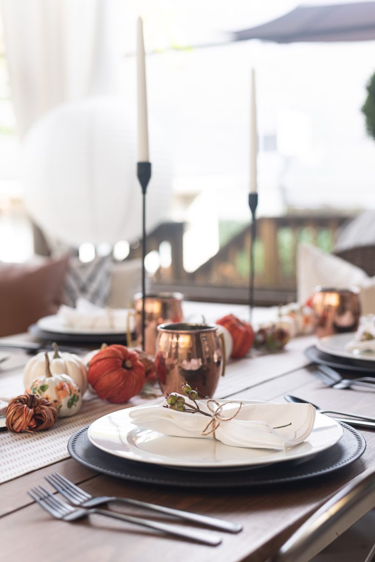 Thanksgiving Table Setting Idea in Orange, Rust, Neutrals - It All ...