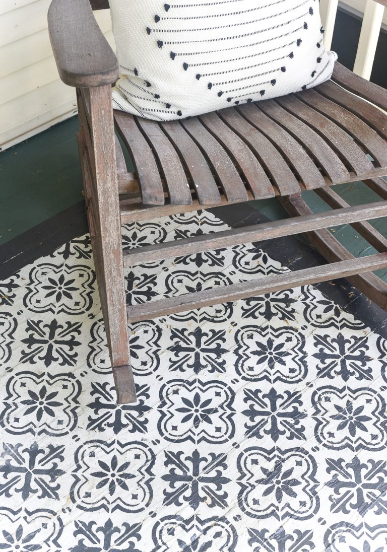 Stenciled Porch Rug with Chalk Paint - It All Started With Paint