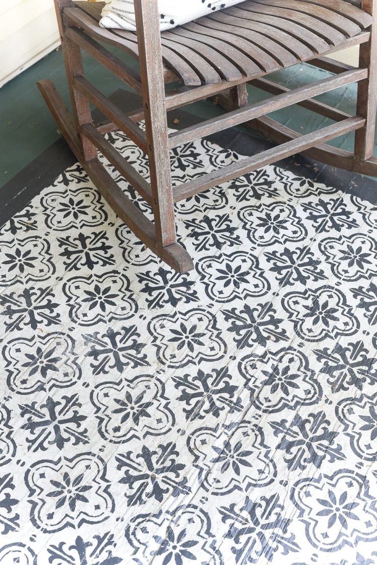 Stenciled Porch Rug with Chalk Paint - It All Started With Paint