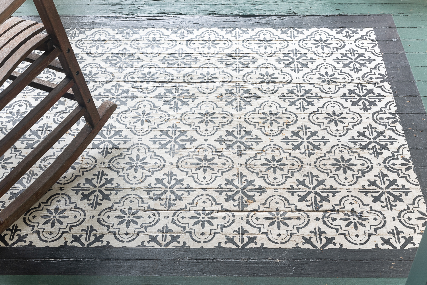 Stenciled Porch Rug with Chalk Paint - It All Started With Paint